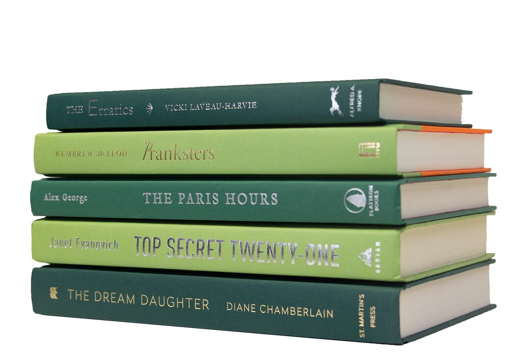 Boxwood Green Book Stack- 5 Books Office, Home, Staging, Wedding, Props ...
