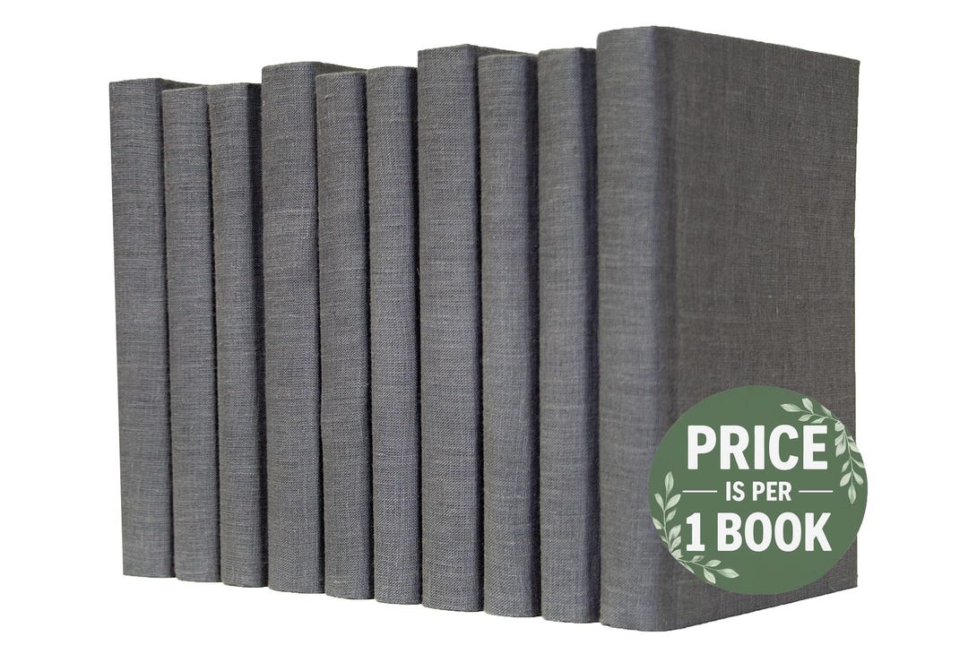 Dark Grey Linen-wrapped Books | Choose Your Colors | Office, Home ...