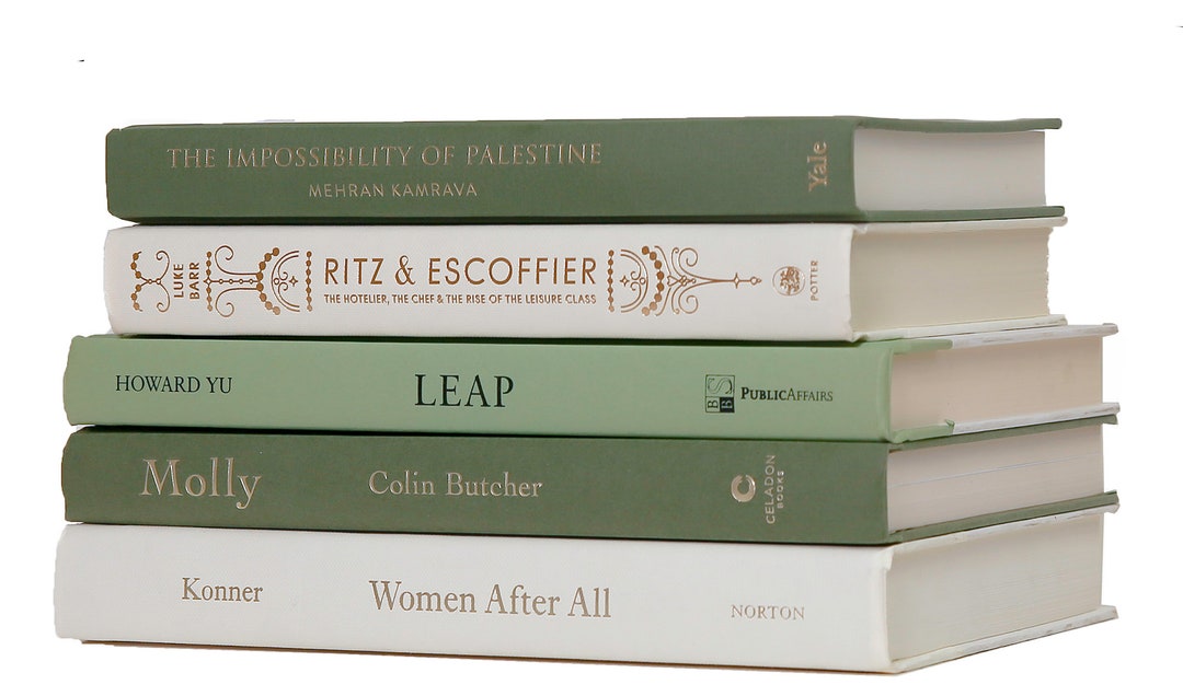 Ivy Cream Green Book Stack- 5 Books Office, Home, Staging, Wedding ...