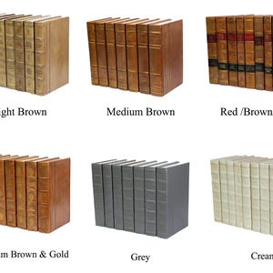 Medium Brown Leather Books Choose Your Colors Office, Home, Staging ...