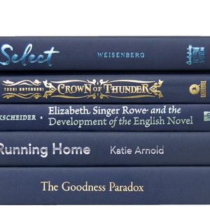 Navy Blue Book Stack- 5 Books Office, Home, Staging, Wedding, Props ...
