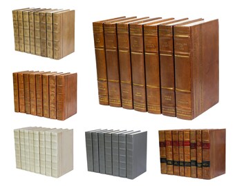 Medium Brown Leather Books Choose Your Colors Office, Home, Staging ...