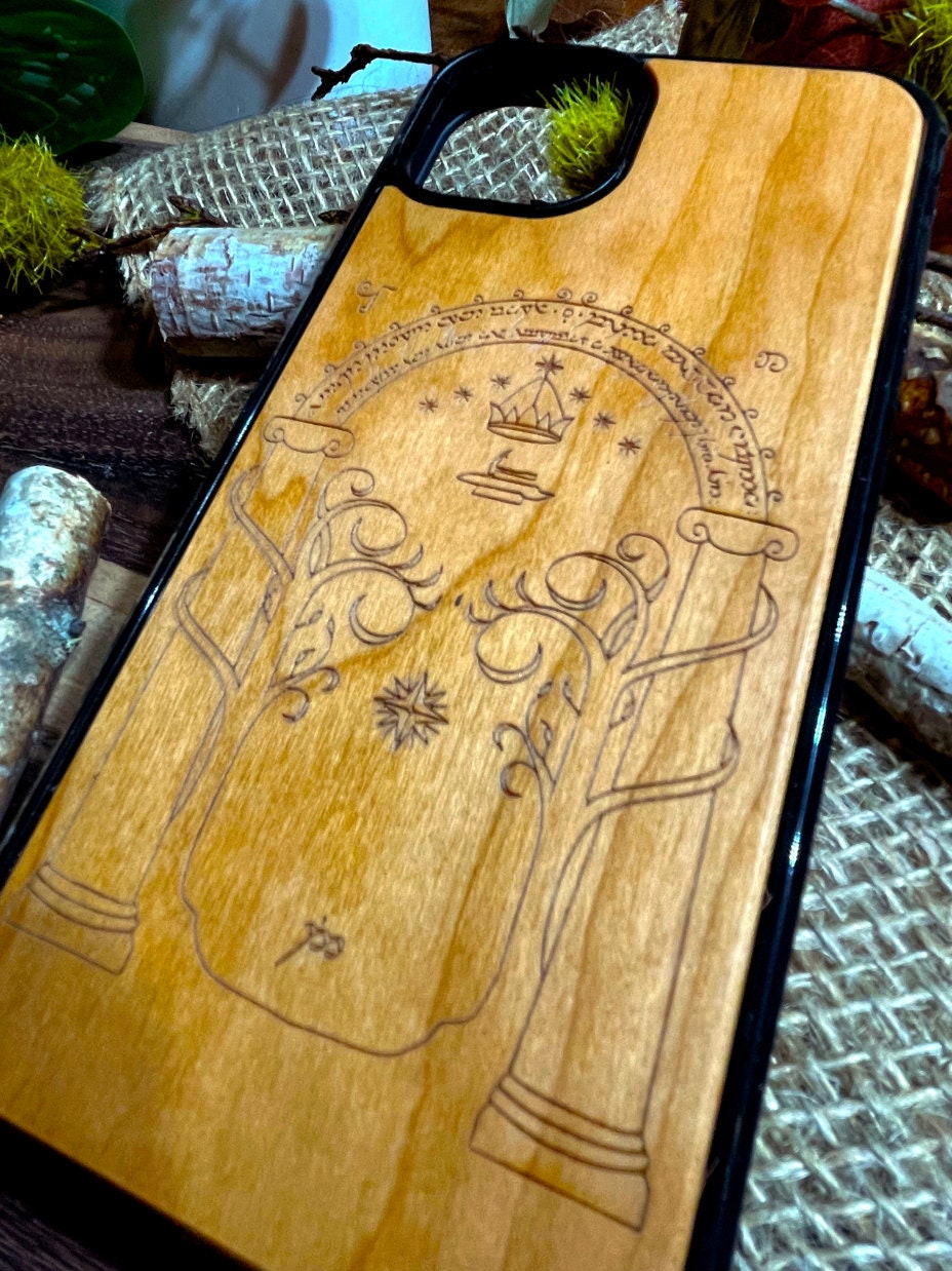 Lord of the Rings Wood Phone Case LOTR Sauron Door Durin Aragorn Sword ...