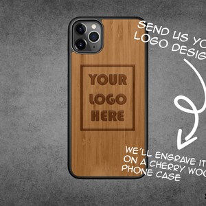 Custom Logo Showcase Design on Your Case Made of Wood iPhone 11 12 13 ...