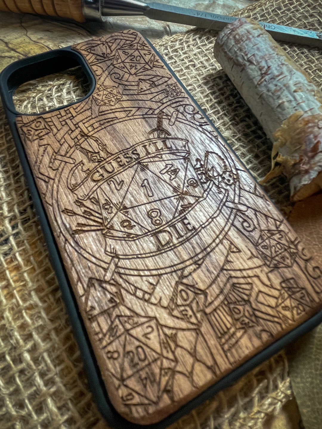 Dnd Logo With Dices Wood Phone Case RPG Logo Red for iPhone , Samsung ...