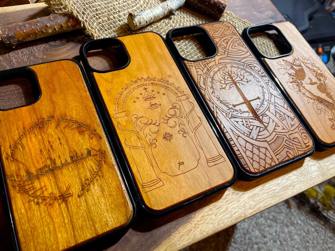 Lord of the Rings Wood Phone Case LOTR Sauron Door Durin Aragorn Sword ...