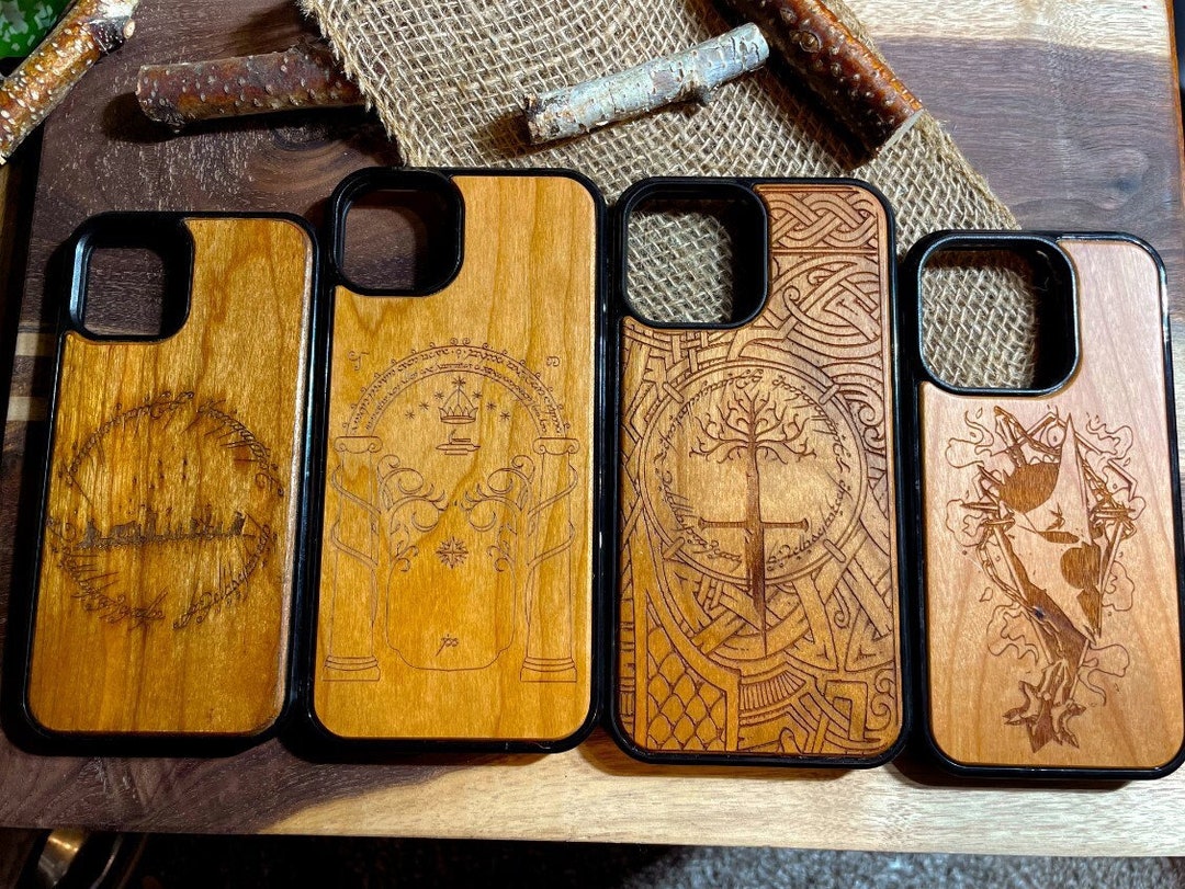 Lord of the Rings Wood Phone Case LOTR Sauron Door Durin Aragorn Sword ...