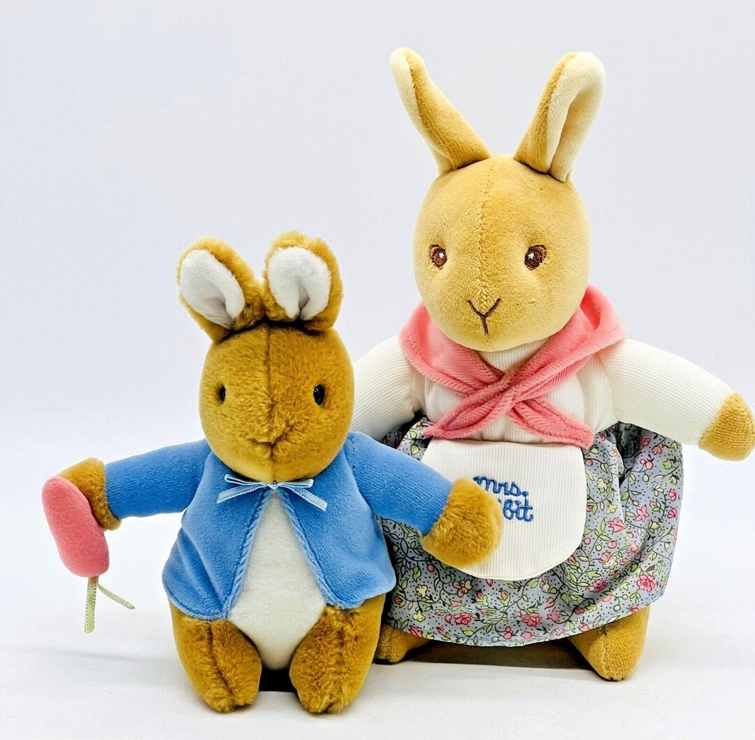 Eden Mrs Peter Rabbit and Peter With Carrot Plush Stuffed Animal Lot of ...