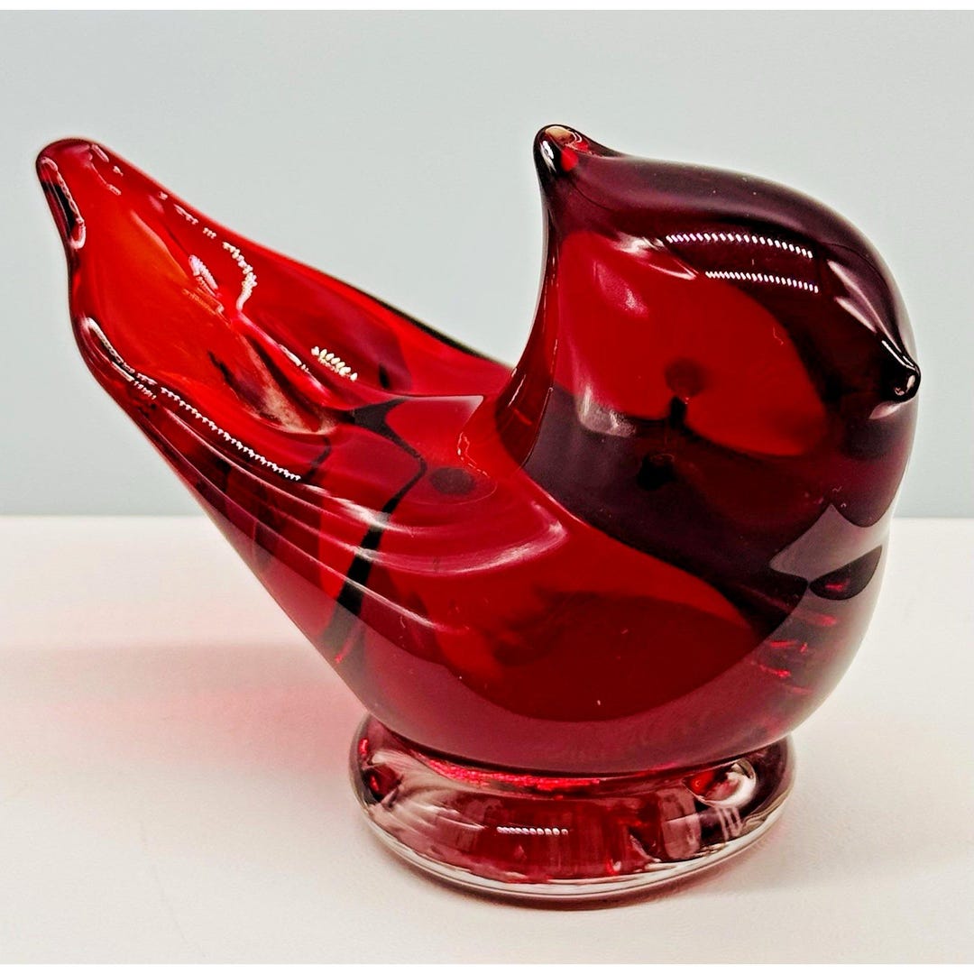 Royal Cardinal Red Bird Glass Figurine Leo Ward 1999 2.5 Inch Made in ...
