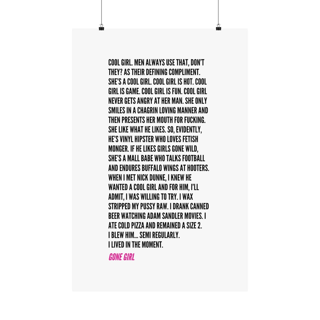 Gone Girl Cool Girl Book Monologue, Gillian Flynn, Amy Dunne, Rosamund ...