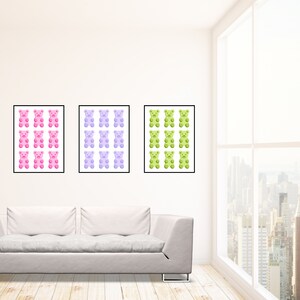 Gummy Bear Print Set of 3, Colorful Gummy Bear Gallery Wall Set ...