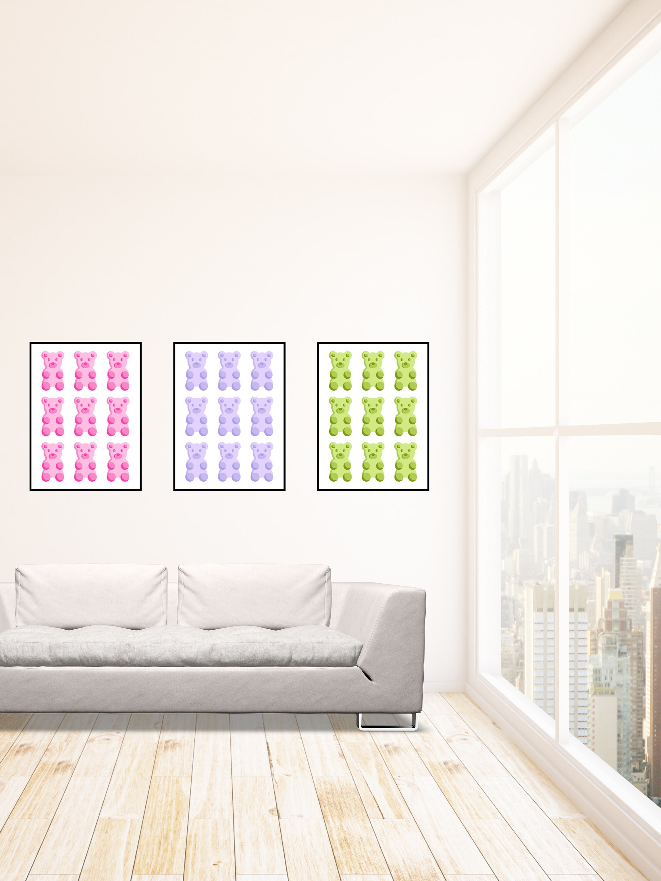 Gummy Bear Print Set of 3, Colorful Gummy Bear Gallery Wall Set ...