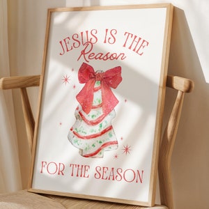 Trendy Christmas Wall Art Christmas Tree Cake Jesus is the Reason Wall ...