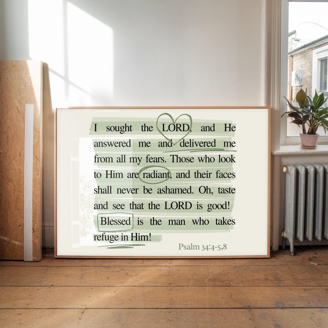 Sage Green Christian Print: Trendy Bible Verse Wall Art, Horizontal ...