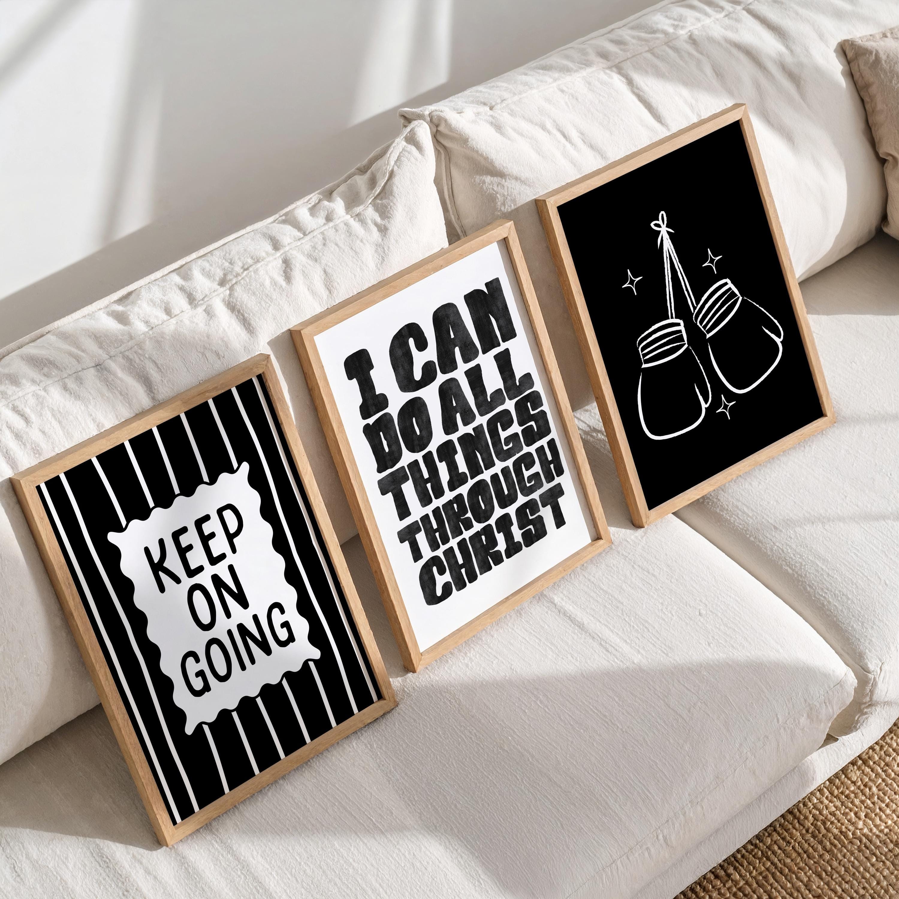 Christian Gym Wall Art Set of 9: Black Home Gym Prints, Christian ...