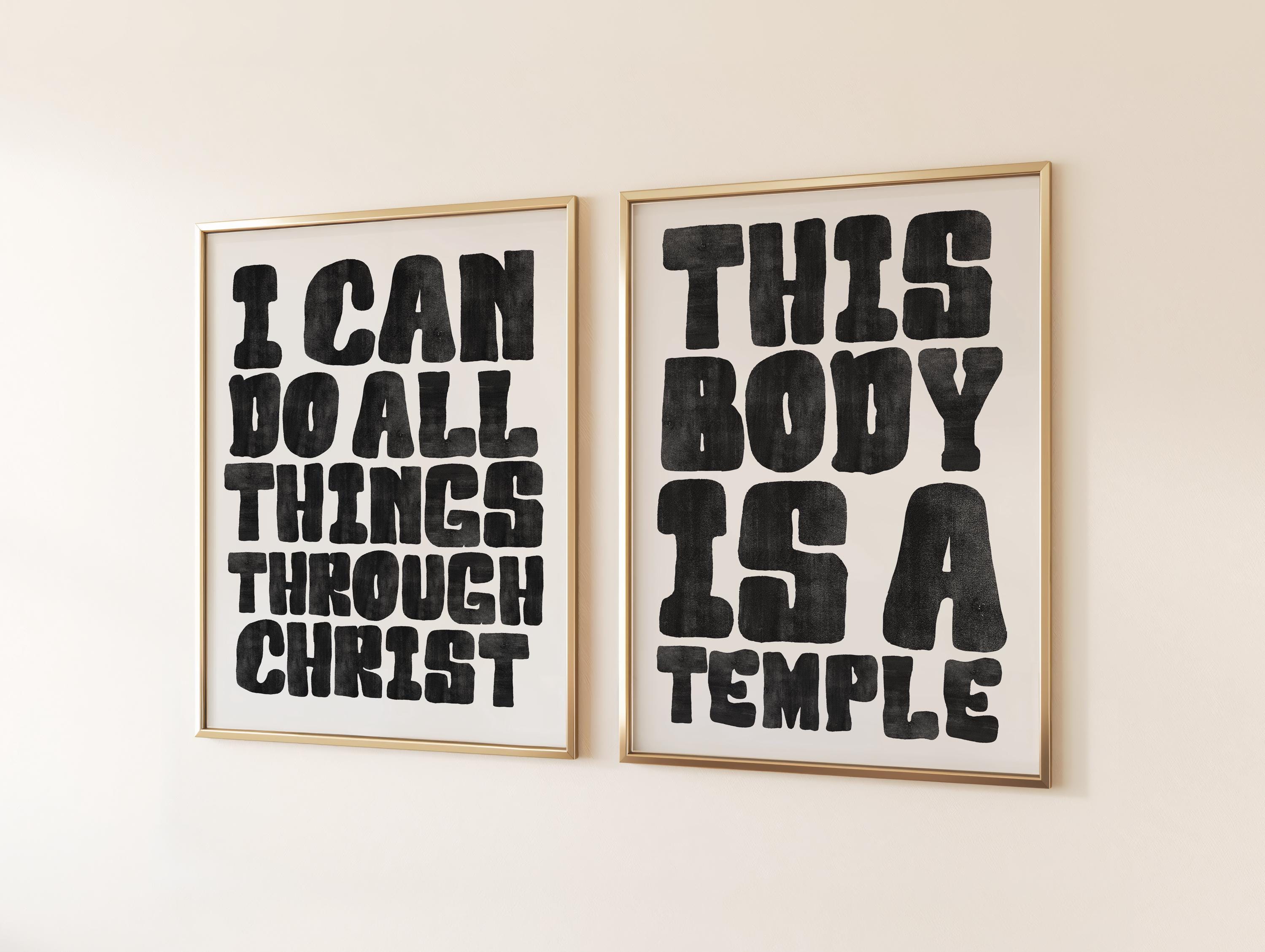 Christian Gym Wall Art Set of 9: Black Home Gym Prints, Christian ...