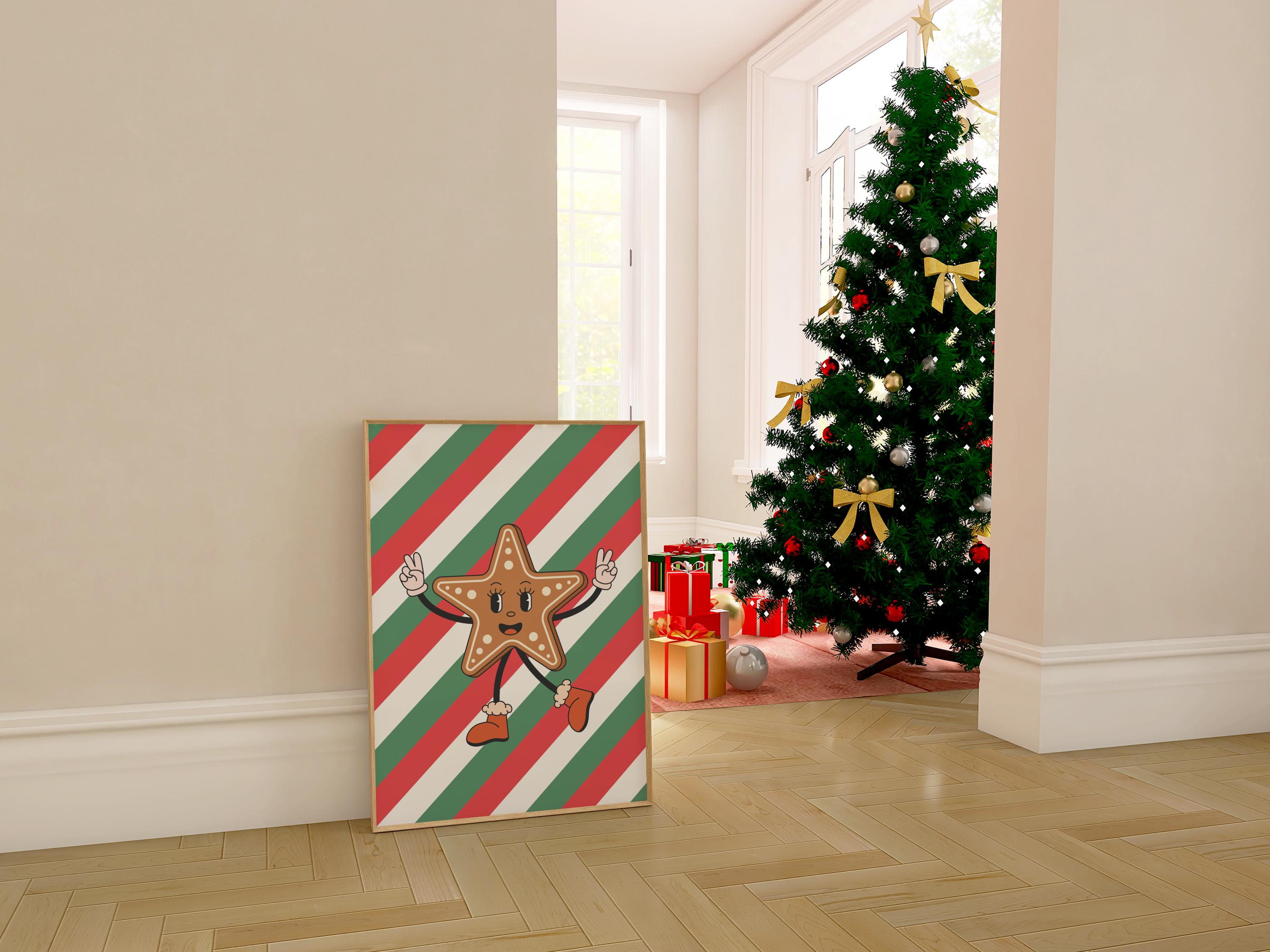Retro Christmas Print Set of 9: Trendy Holiday Wall Art, Kitschy ...
