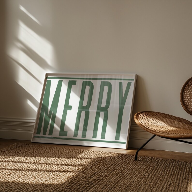Mid Century Modern Christmas Print: Green Holiday Wall Art, Trendy ...