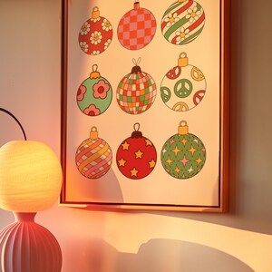 Trendy Retro Christmas Wall Art Set of 9 Groovy Christmas Prints Mid ...
