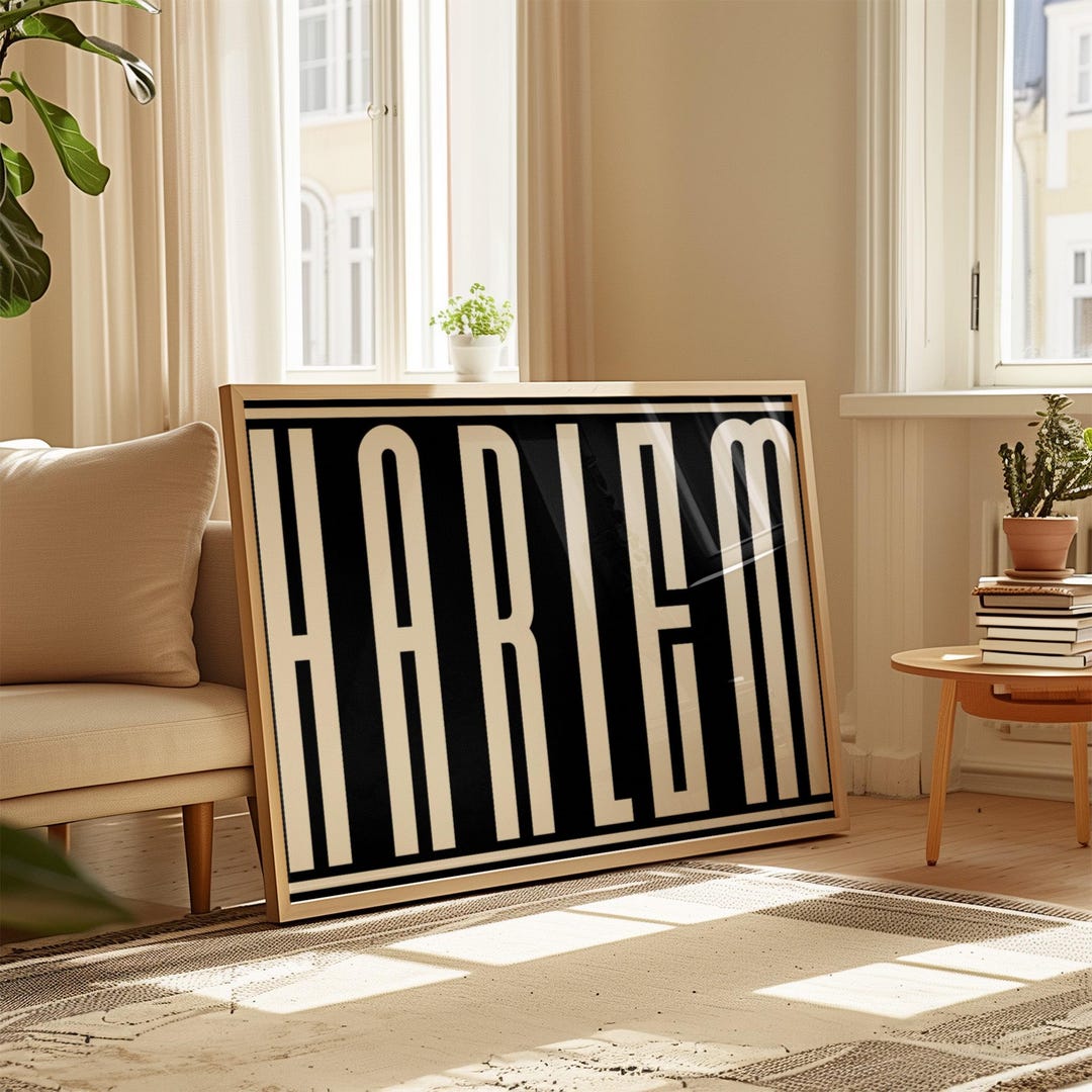 Trendy Harlem Poster Horizontal Wall Art Typography Wall Art New York ...