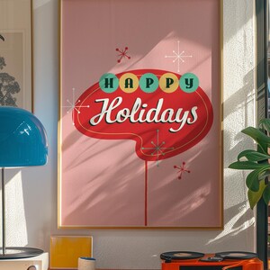 Retro Christmas Print Set of 9: Trendy Holiday Wall Art, Kitschy ...
