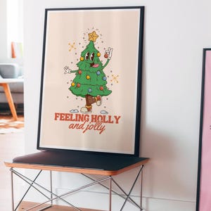 Trendy Retro Christmas Wall Art Set of 9 Groovy Christmas Prints Mid ...