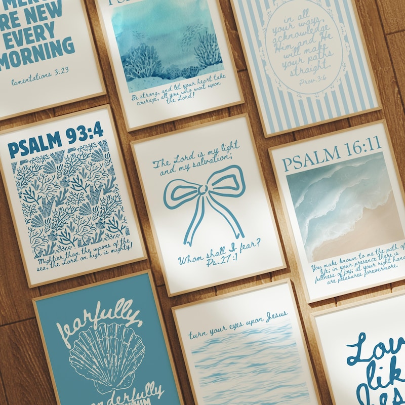 Bible Prints Wall Art Blue - Etsy