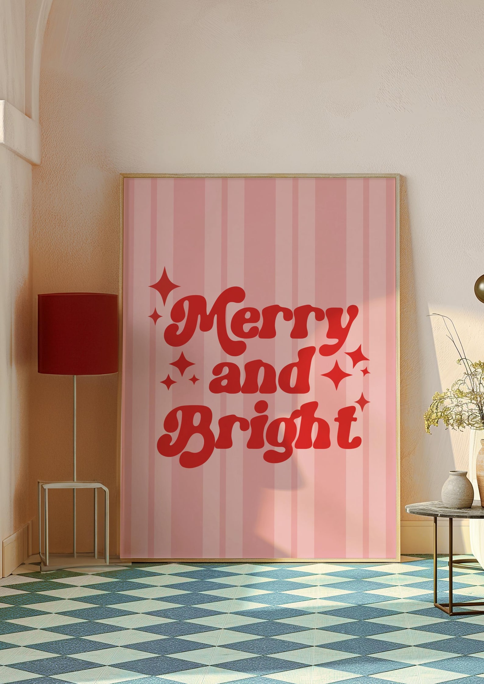Retro Christmas Print Set of 9: Trendy Holiday Wall Art, Kitschy ...