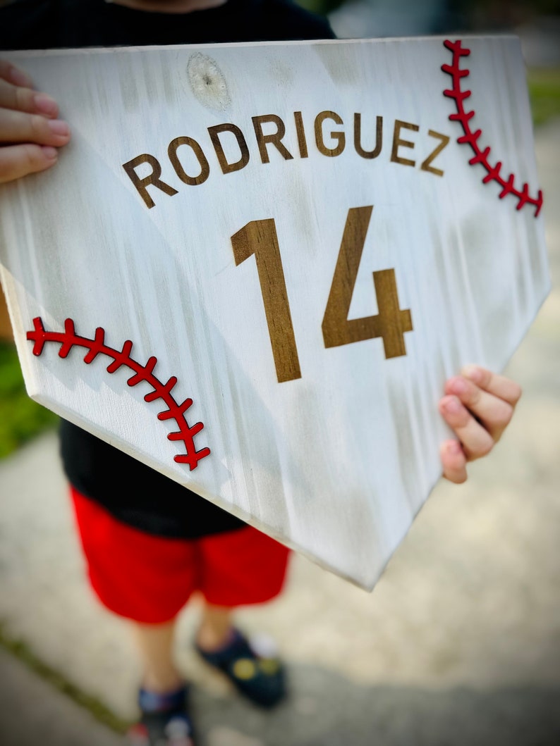Home Plate Plaque Personalized - Jersey - Baseball - Name - Wood - Gift ...