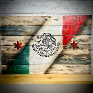 Chicago/mexican Rustic Wood Flag 20x32 - Wall Art - Gift - Rustic ...