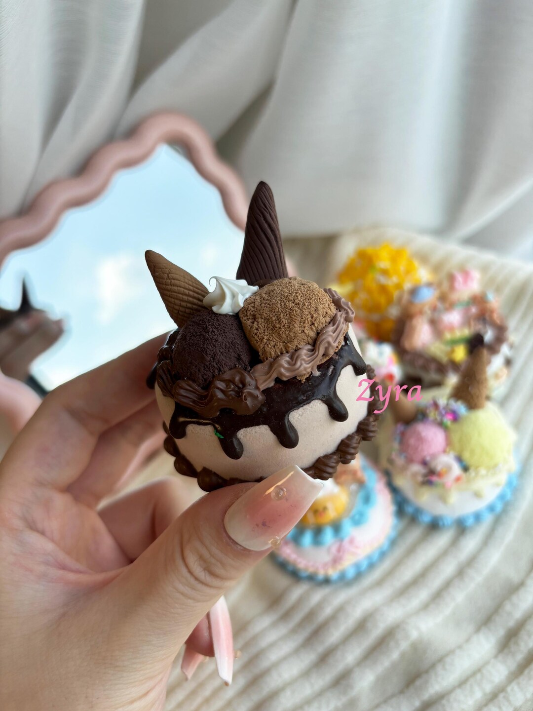 Chocolate Fake Cake, Cute Ice Cream Faux Cake, Birthday Decoration ...