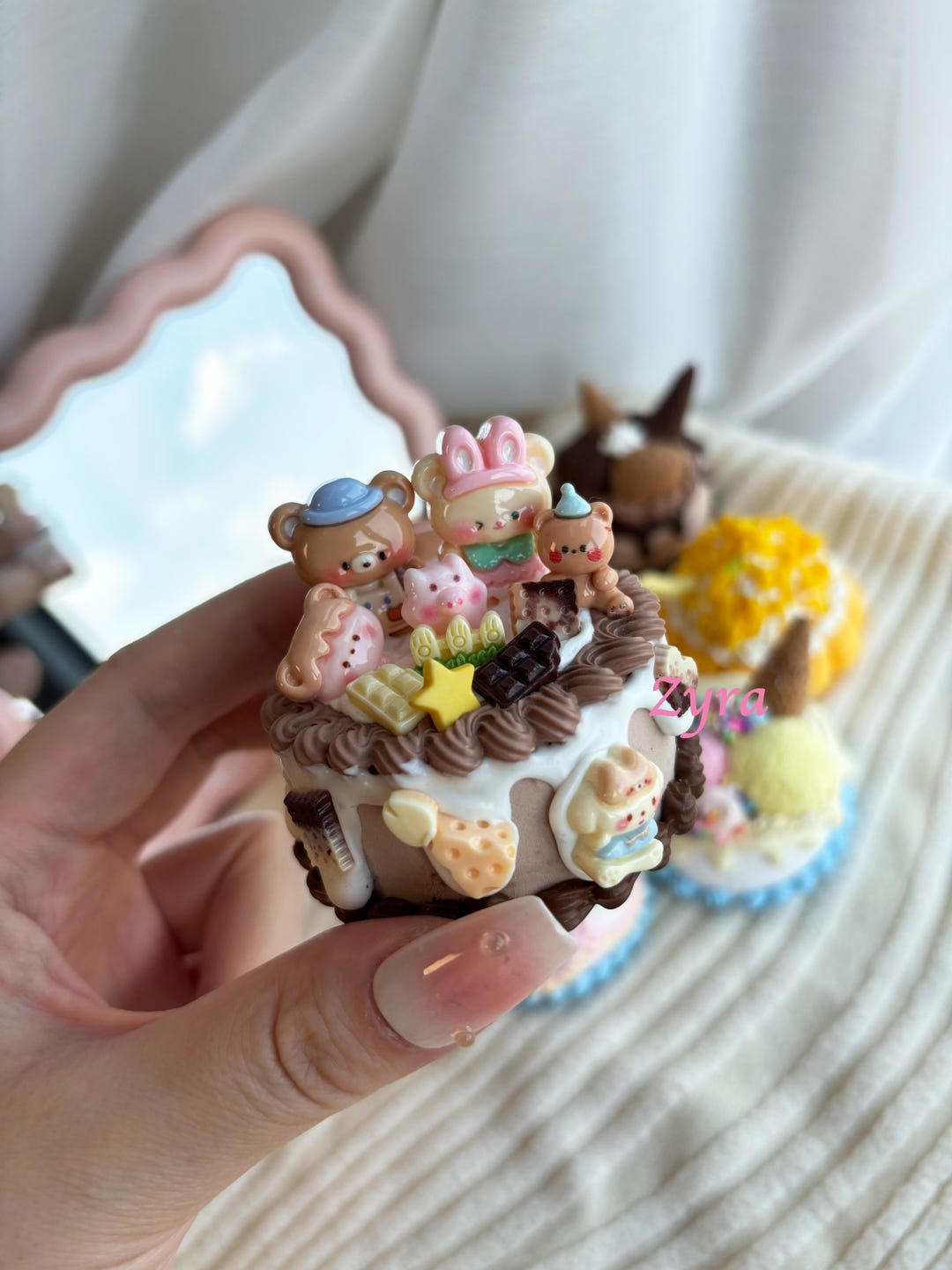 Chocolate Mini Fake Cake, Cute Bear Brown Faux Cake, Birthday ...