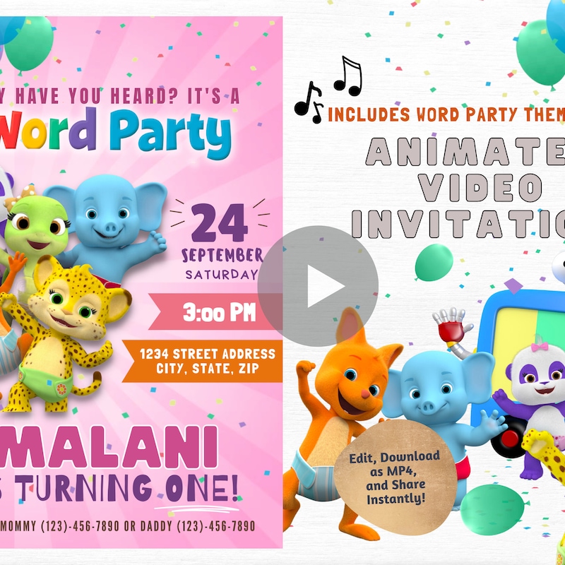 Word Party Invitations - Etsy