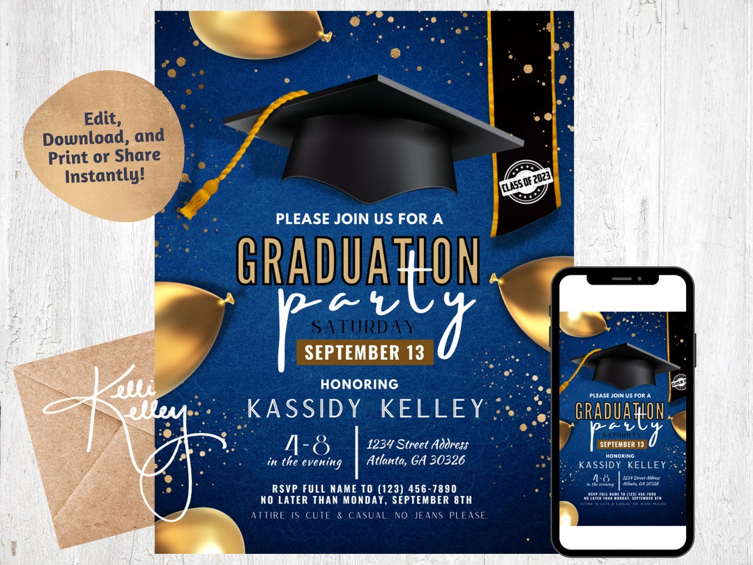 Graduation Party Invitation Template Printable Class of 2023 Grad ...