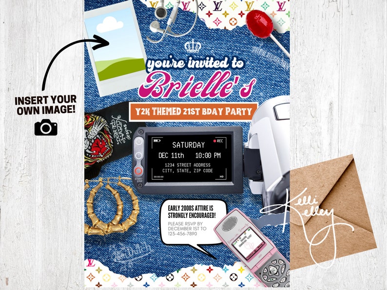 Early 2000s Y2K Themed Party Invitation, Canva Editable Printable ...