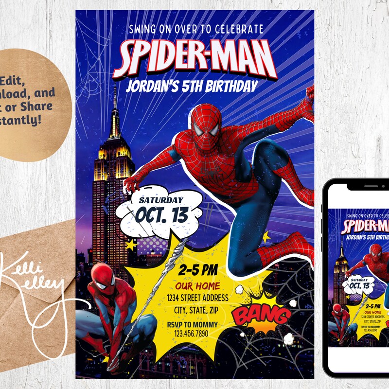 Spiderman Invitation - Etsy