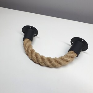Rope Drawer Pull ..jute Rope Handle With Black Metal Hardware.. Modern ...