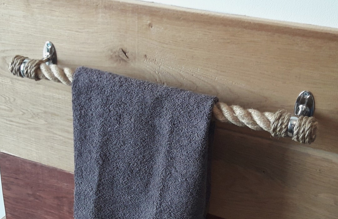 Towel Holder Towel Storage Jute Rope Bathroom Decor Rustic Holder ...