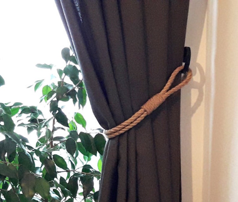 Jute Rope Curtain Tie-backs Holdback Curtain Tieback - Etsy