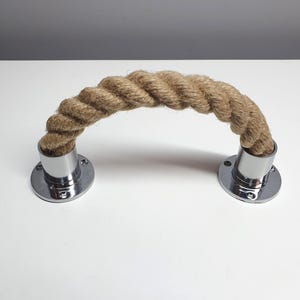 Handcrafted Drawer Pull .. Jute Rope Handle With Chrome Metal Hardware ...