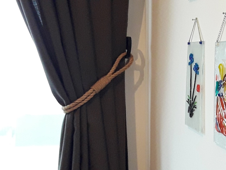 Jute Rope Curtain Tie-backs Holdback Curtain Tieback - Etsy