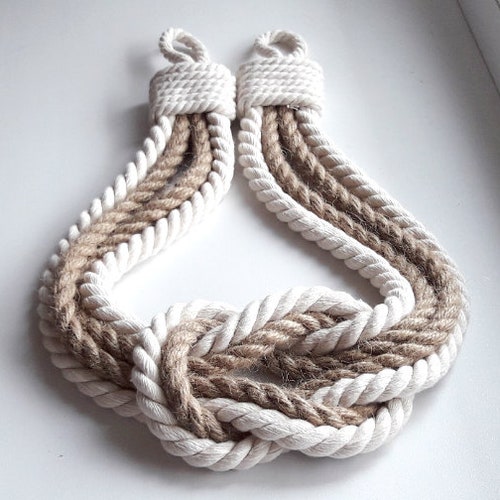 Nautical Pigtail Knot Tieback Natural White Cotton Rope - Etsy