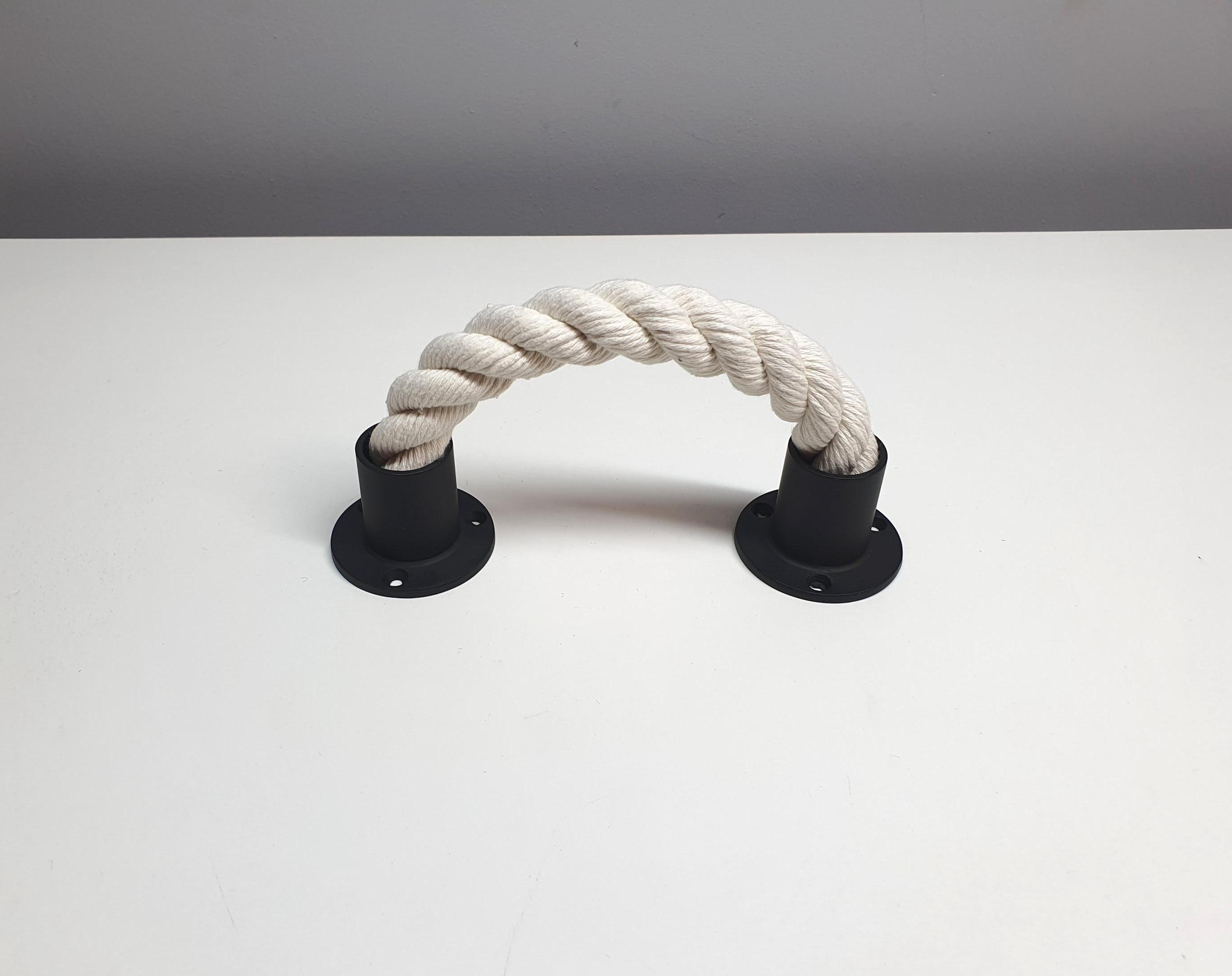 Rope Drawer Pull ..white Rope Handle With Black Metal Hardware.. Modern ...