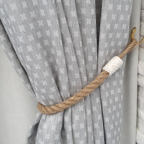 Jute Rope Curtain Tie-backs Holdback Curtain Tieback - Etsy