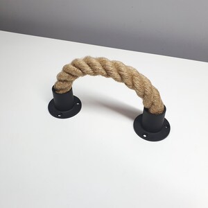 Rope Drawer Pull ..jute Rope Handle With Black Metal Hardware.. Modern ...