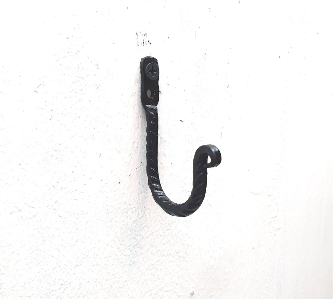Hand-forged Black Iron Hook – Heavy-duty Wrought Iron Wall Hook for ...