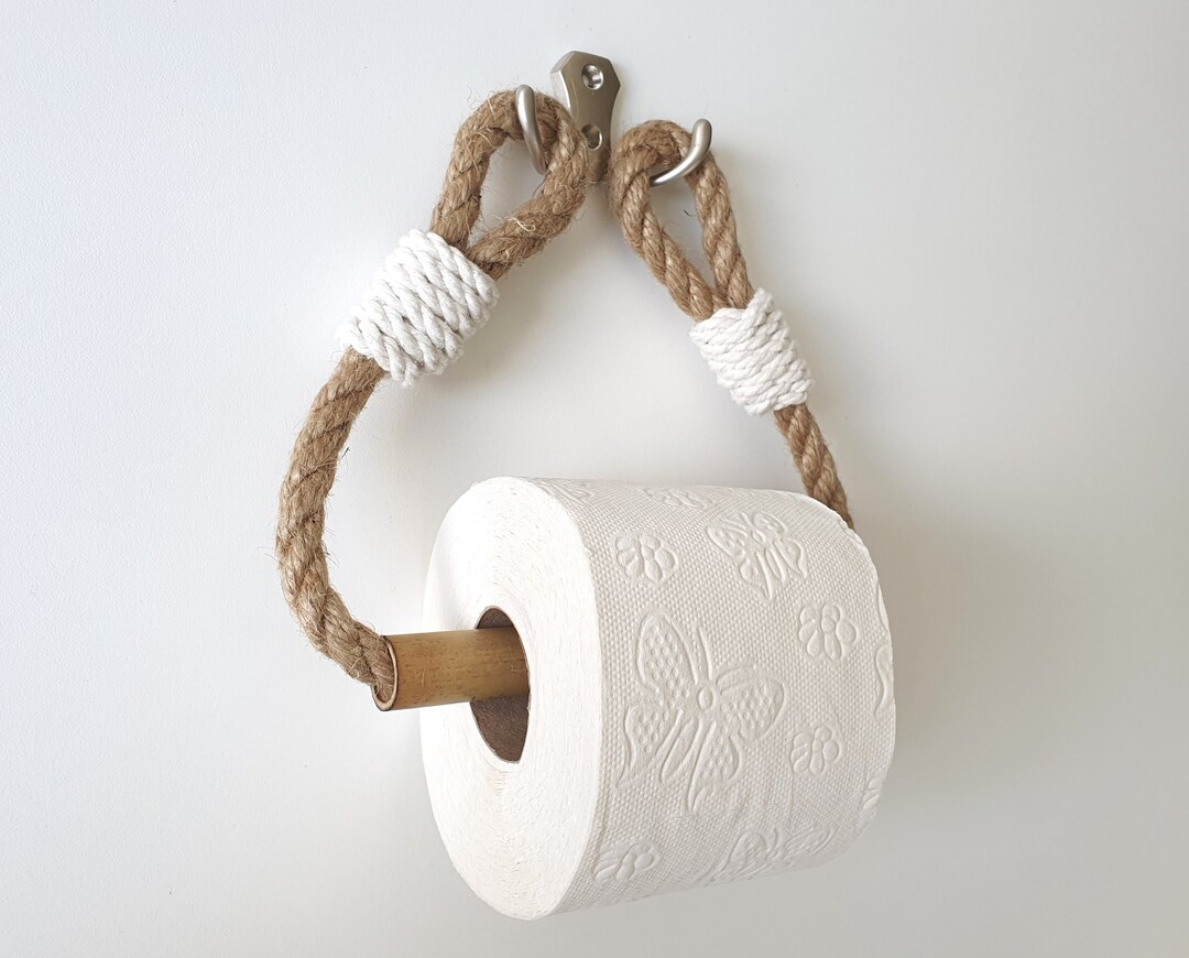 Toilet Paper Holder Jute Rope Accent winding White Cotton Rope Nautical ...