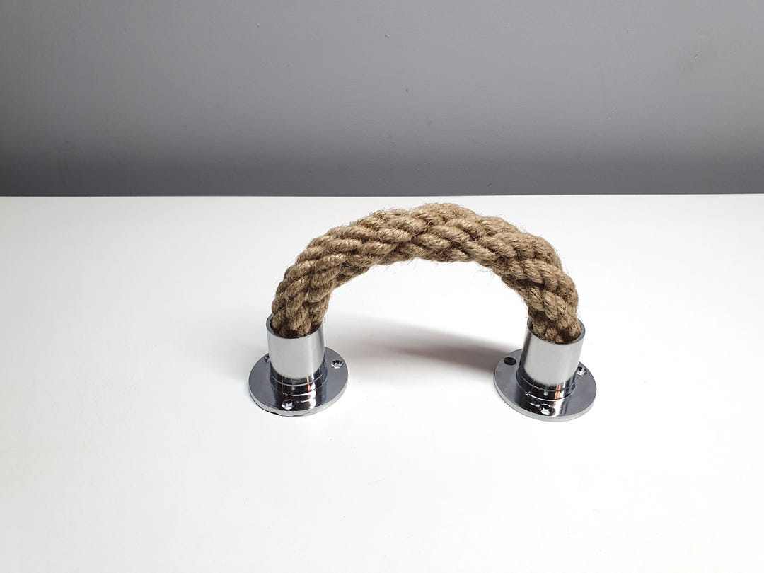 Rope Drawer Pull..handcrafted Natural Jute Rope Handle.. Chrome ...