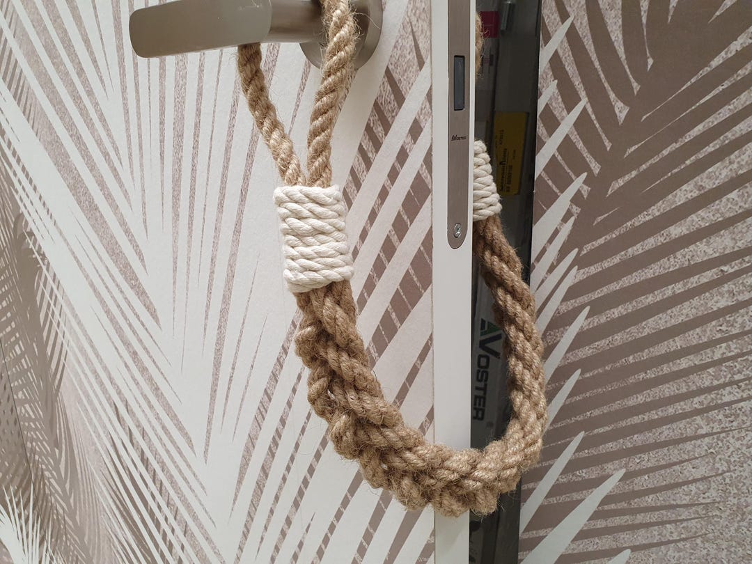 Braided Jute Rope Door Stopper: Natural Knot With White Accent - Etsy