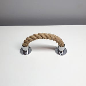 Handcrafted Drawer Pull .. Jute Rope Handle With Chrome Metal Hardware ...